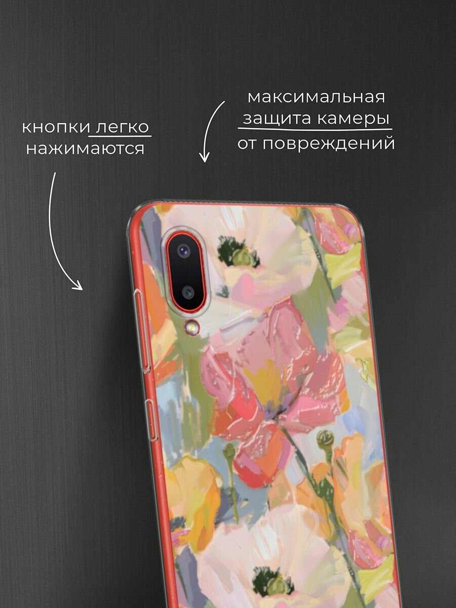 Чехол на Samsung Galaxy A02 / Самсунг Галакси А02 с принтом "Акварельные анемоны" — фото 1