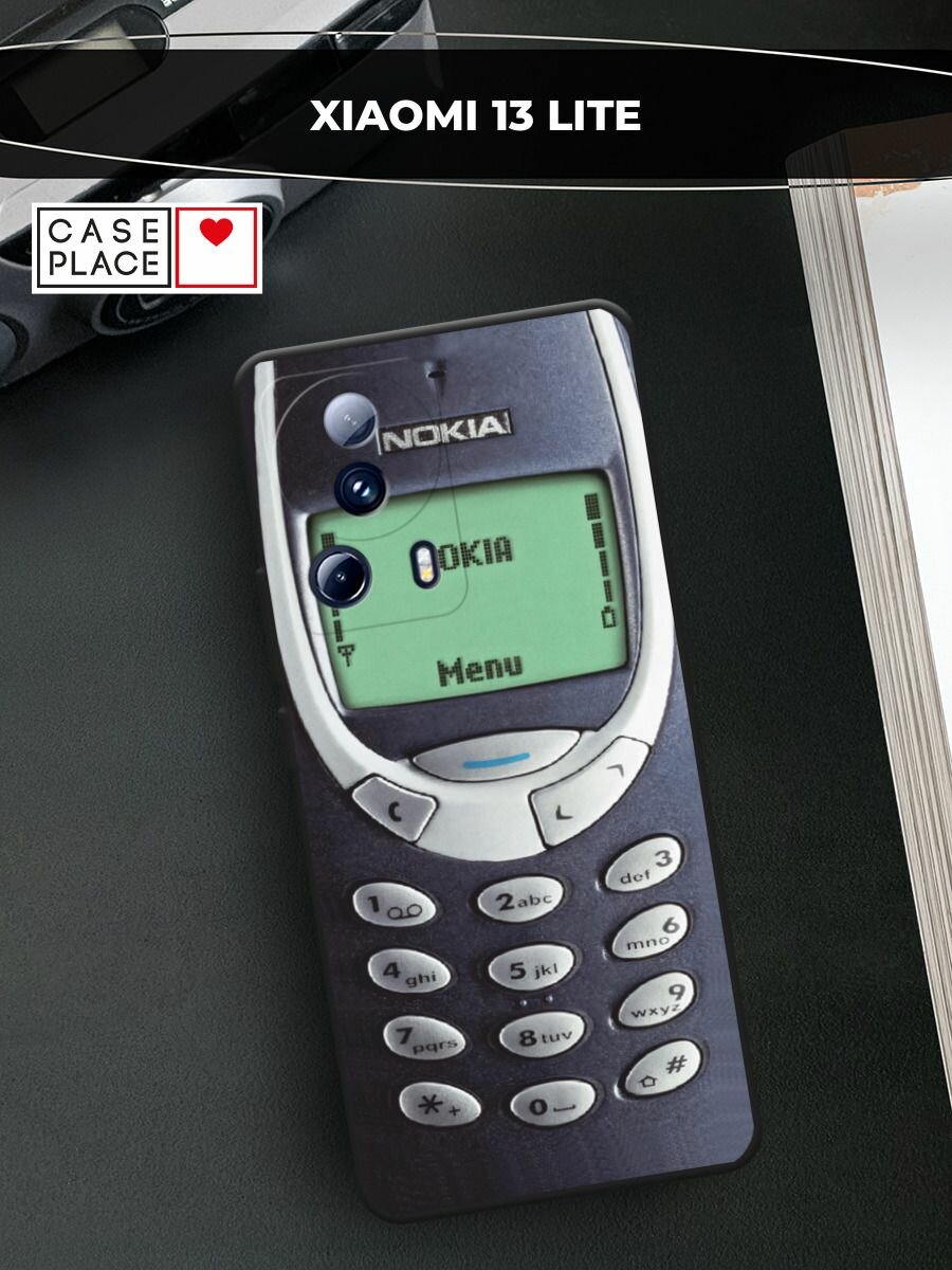 Черный матовый чехол на Xiaomi 13 Lite / Сяоми 13 Лайт с принтом "Нокия"