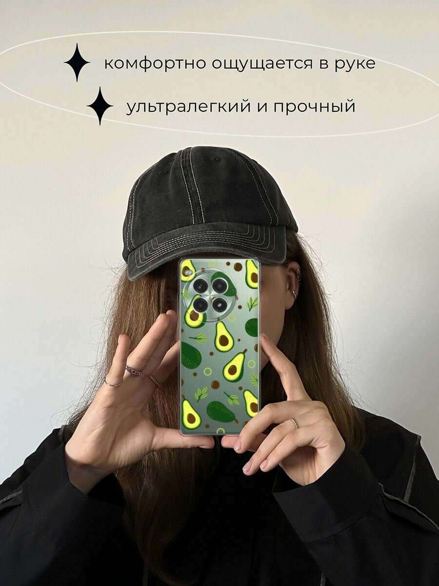 Чехол на OnePlus Ace 3 Pro / Ван Плас Эйс 3 Про с принтом "Авокадо паттерн", прозрачный — фото 1