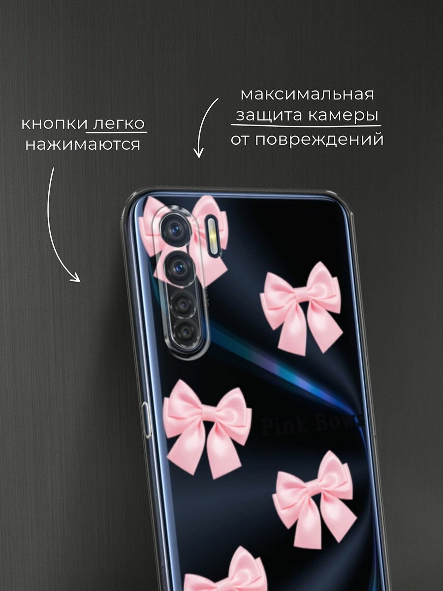 Чехол на Oppo A91/Reno 3 / Оппо A91/Рено 3 с принтом "Pink Bows", прозрачный — фото 1