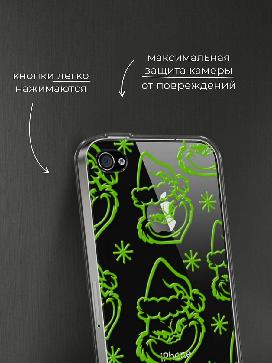 Чехол на Apple iPhone 4/4S / Айфон 4/4S с принтом "Зеленый Гринч 3" — фото 1
