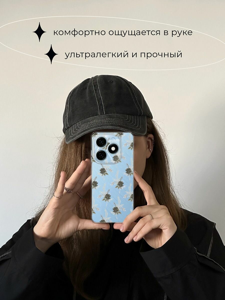 Чехол на Tecno Spark 20 / Текно Спарк 20 с принтом "Паттерн цветы сепия" — фото 1