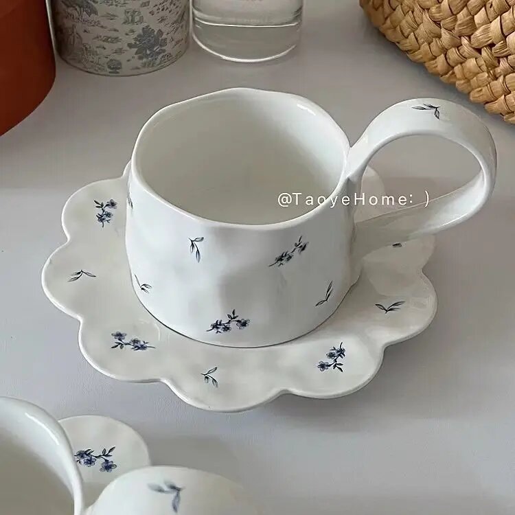 Винтажная керамическая чашка с цветочным принтом cup dish set