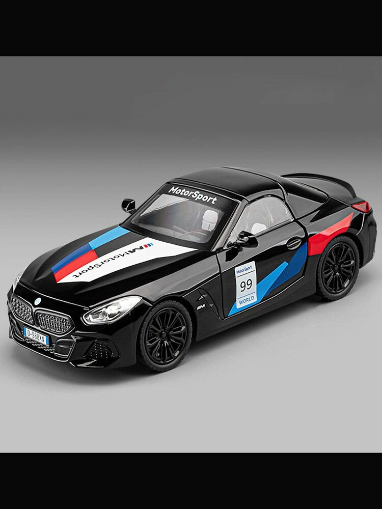 1:24 Масштабная модель BMW Z4 металлическая инерционная машинка со звуком