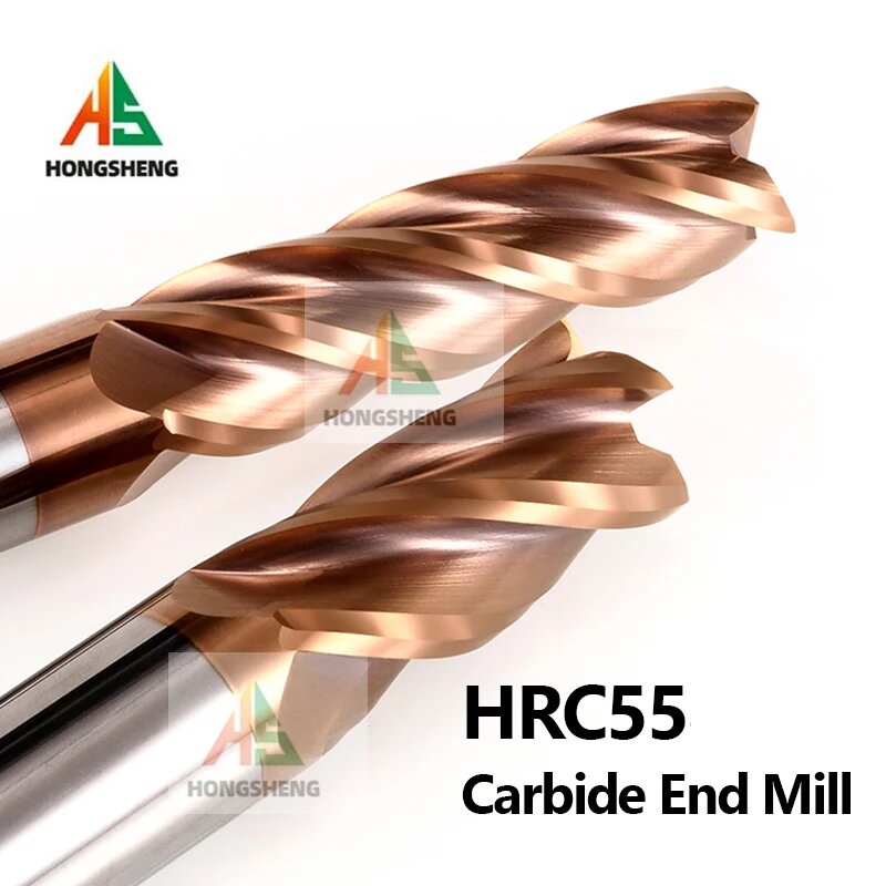 4 зуба HRC55 Твердосплавная концевая фреза с ЧПУ Мини-инструмент 4 флейты 123456789 12 14 16-20 мм Фреза по металлу, стали, дерева, фрезы, станки, 3.0X8.0X4DX50L, 10PCS