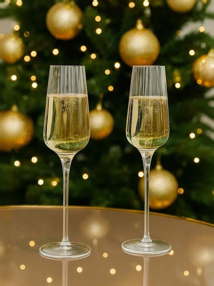 Бокалы для шампанского, подарочный набор Chef&Sommelier "Symetrie" 2 шт, 210 мл. Французское хрустальное стекло. Франция