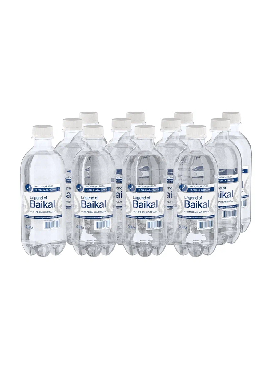Вода питьевая глубинная Легенда Байкала (Legend of Baikal) 12 шт. по 0,33 л, газированная, пэт