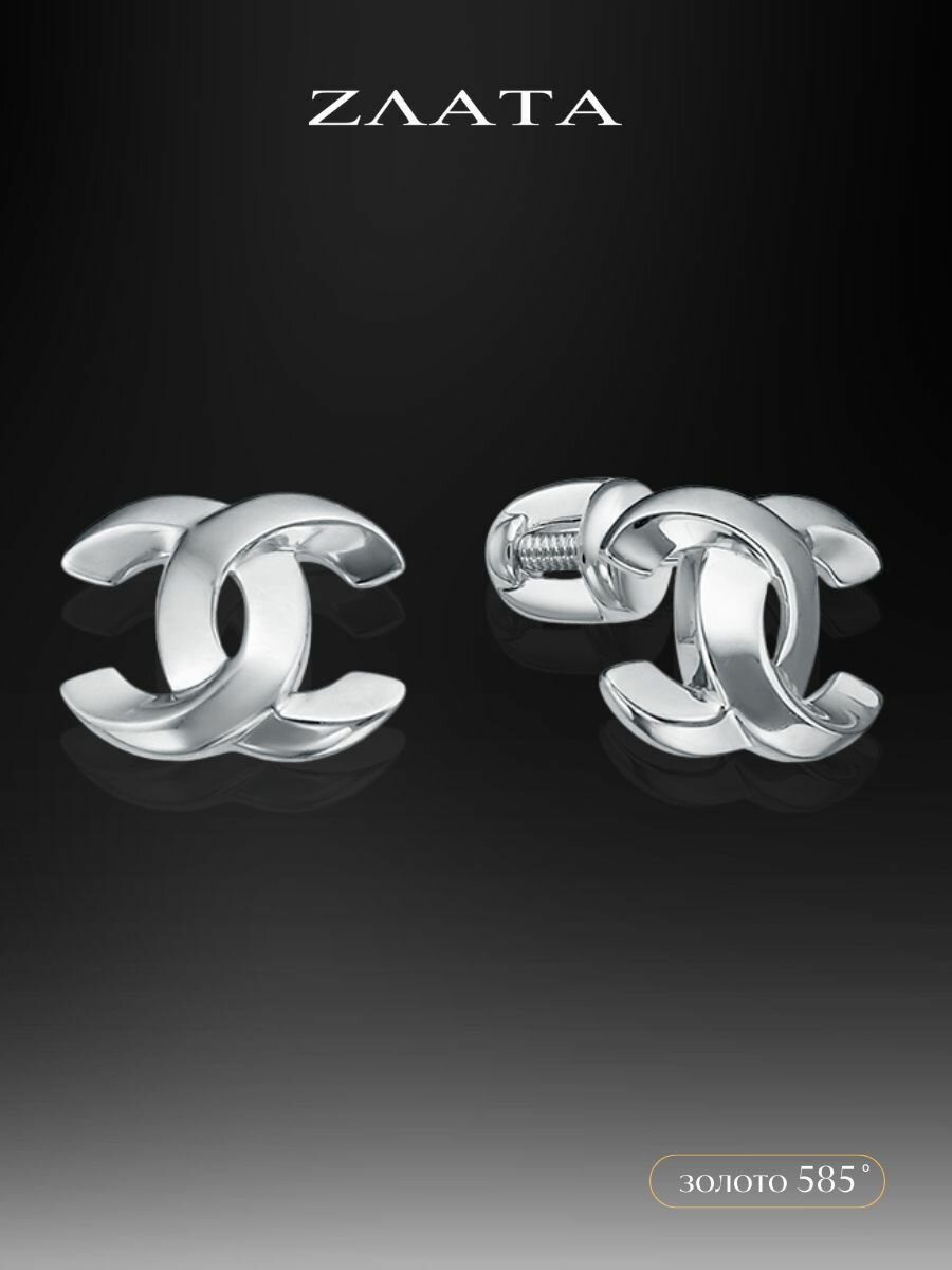 Серьги пусеты, белое золото, 585 проба