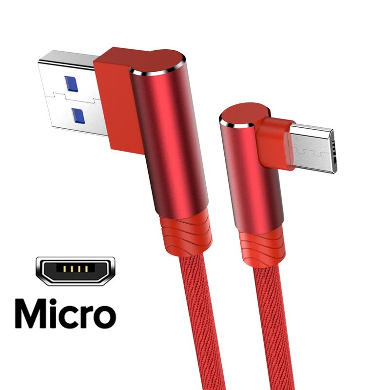 Кабель Micro USB 3м, 90° красный
