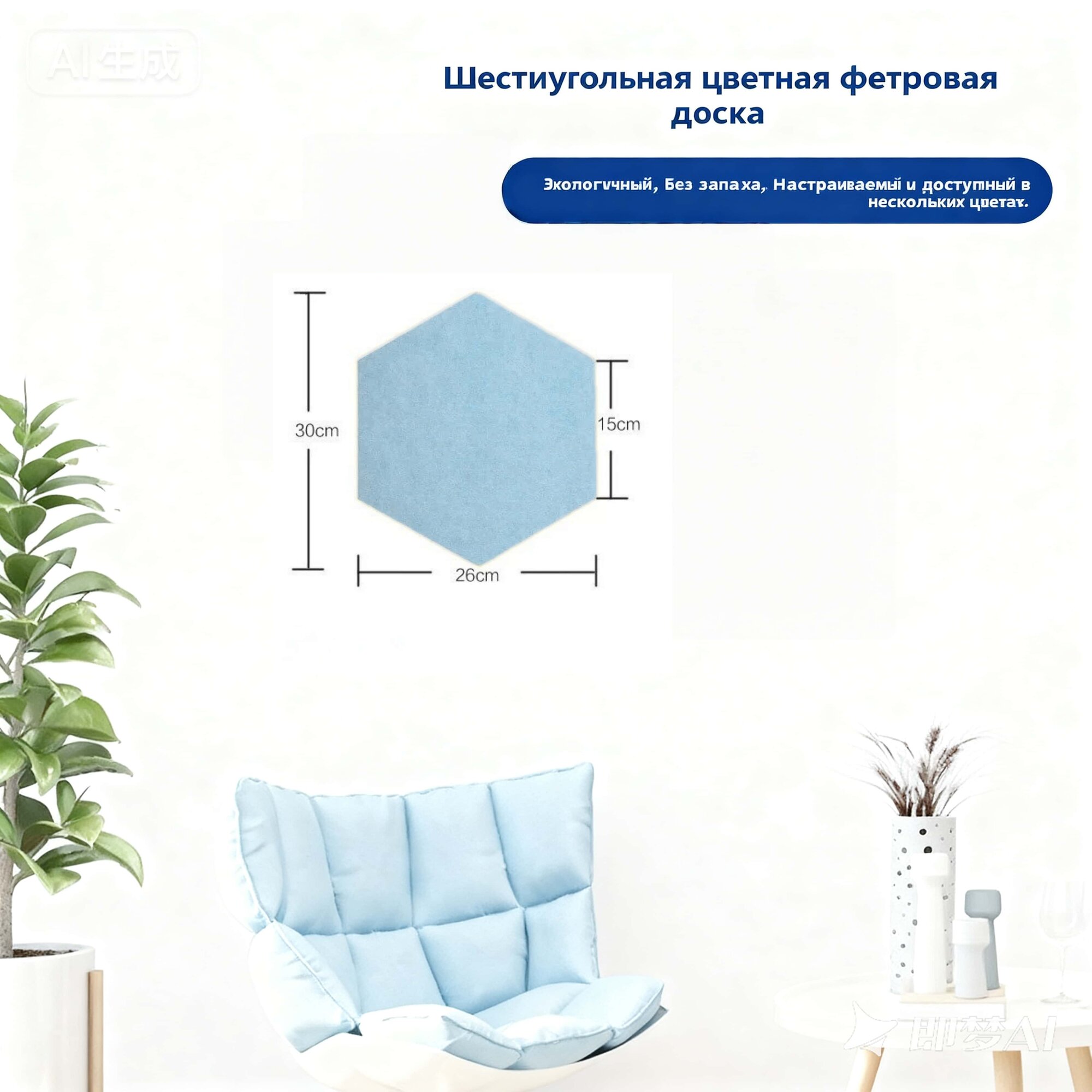 Шестиугольная звукоизоляционная плита из полиэфирного волокна, 12 шт.