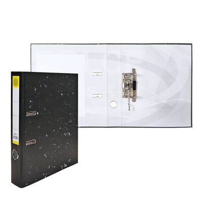 Папка - регистратор 50 мм, А4, эконом мрамор, черная, микс