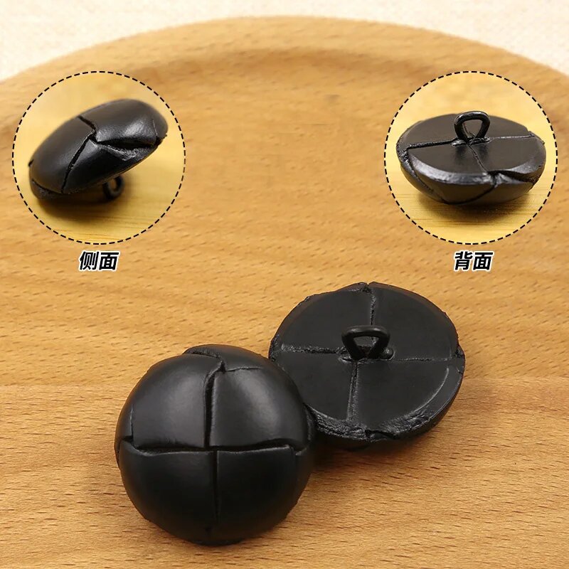 Кожаные пуговицы для одежды, набор из 10 штук Черный, 22mm, black