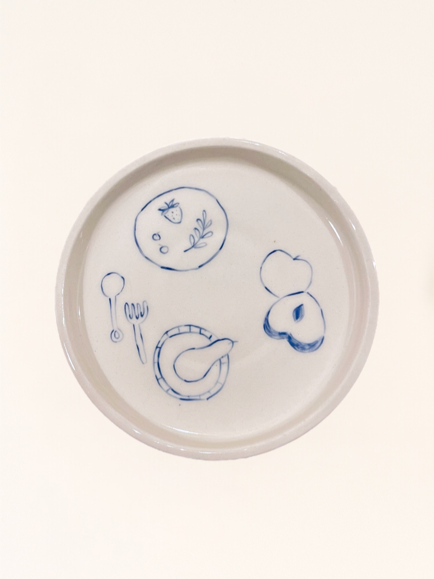 Тарелка ручной работы Домик на дереве «Натюрморт», с бортиком, керамика, 19 см