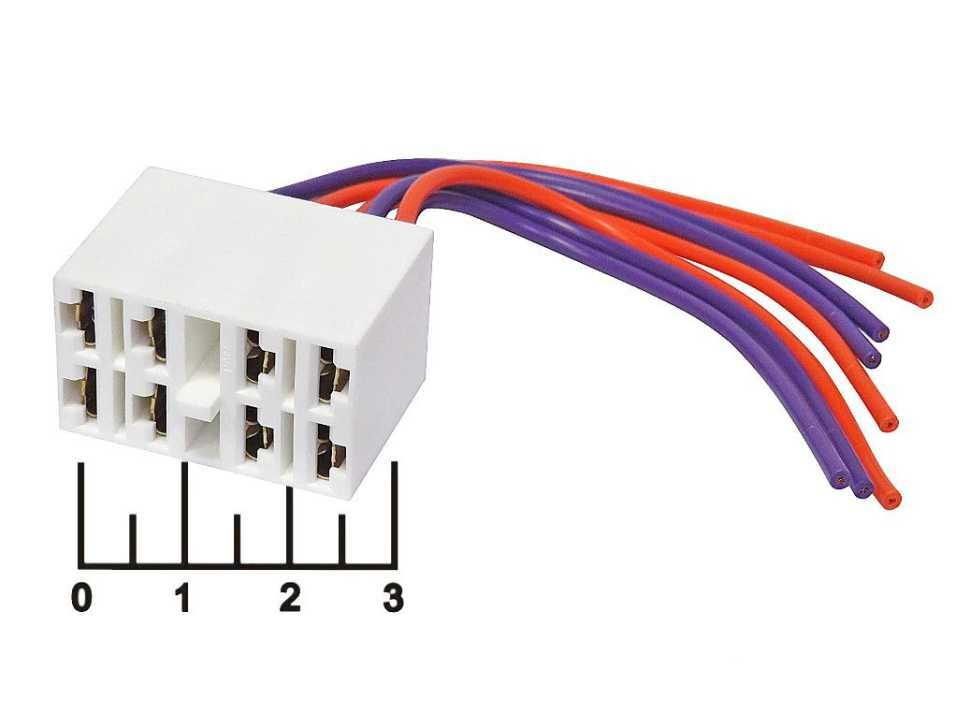 Разъем 8pin гнездо 6.3мм на проводе 13см (КЛ056-1В)