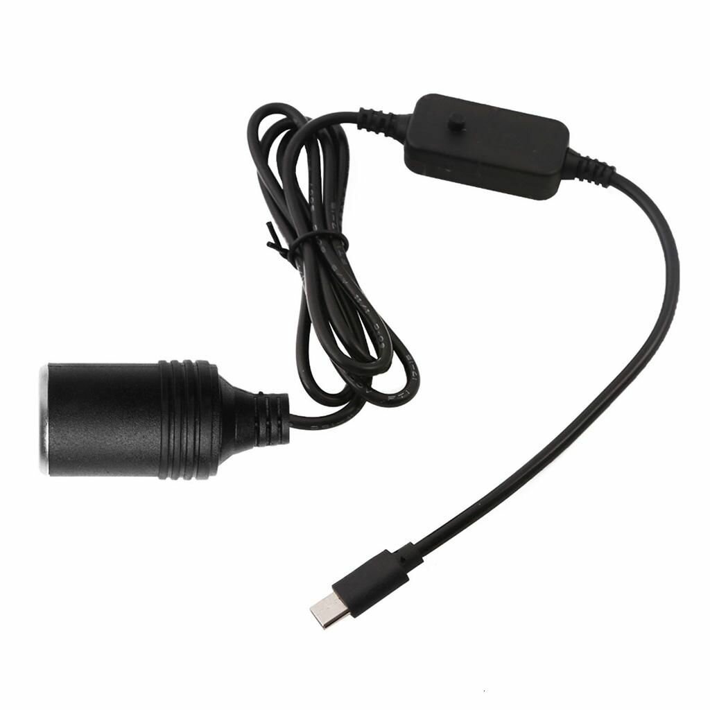 Универсальное автомобильное зарядное устройство Type-C 5V9V12V15V20V к прикуривателю, - 120cm