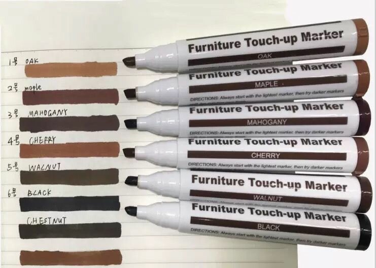 Маркеры и восковые мелки для дерева, 6цветов. Набор реставрации мебели.