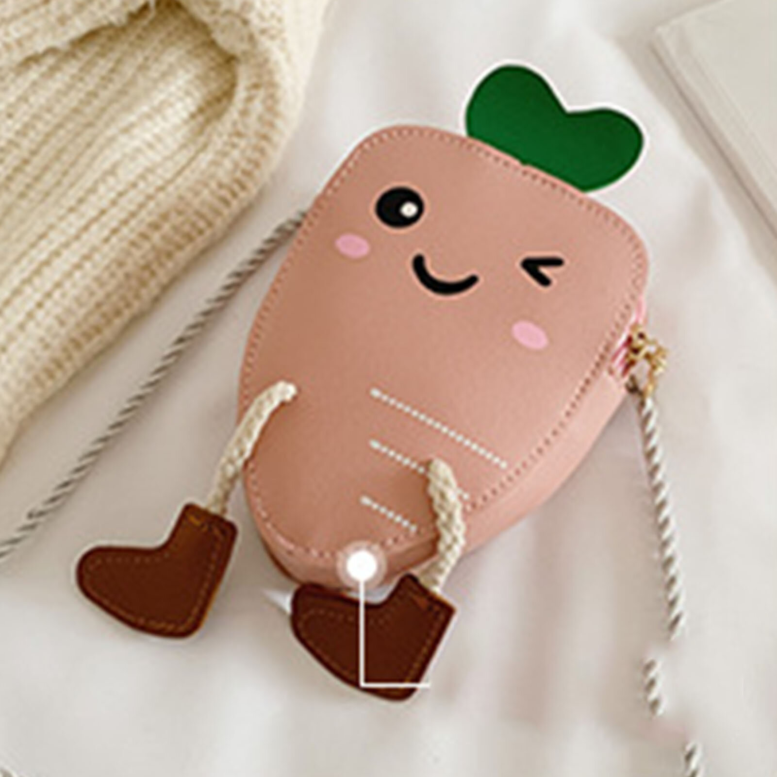 Детский почтальонский рюкзачок, портативный модный милый рюкзак в форме мультяшной редиски, маленький рюкзак-кошелёк для малышей, розовый