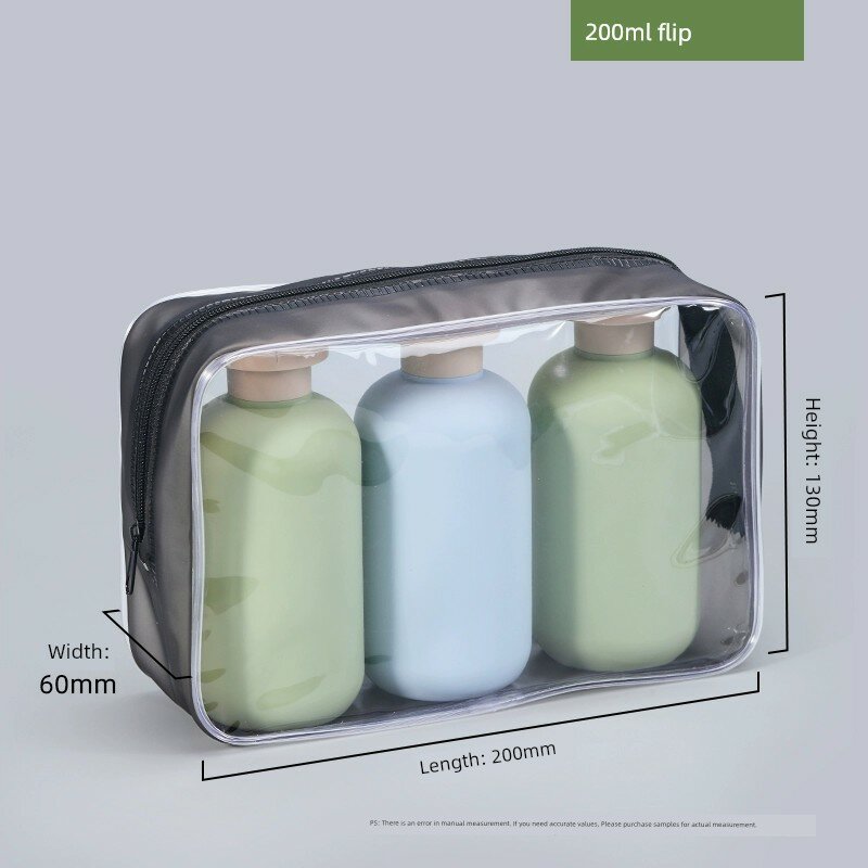 Набор дорожных многоразовых флаконов для туалетных принадлежностей: шампунь, гель для душа, очищающее средство для