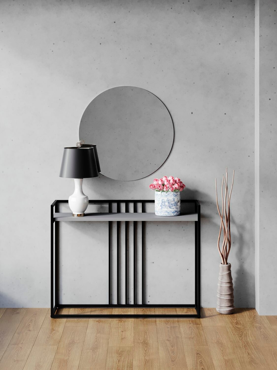 Туалетный консольный столик Лайн 120х28х90 см, Вулканический серый 25 мм