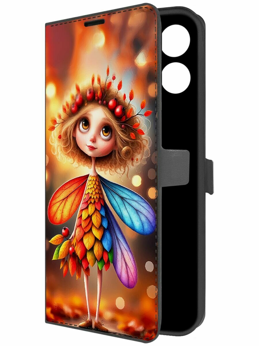 Чехол-книжка Krutoff Eco Book для Realme Note 50 Осенюшка (черный)