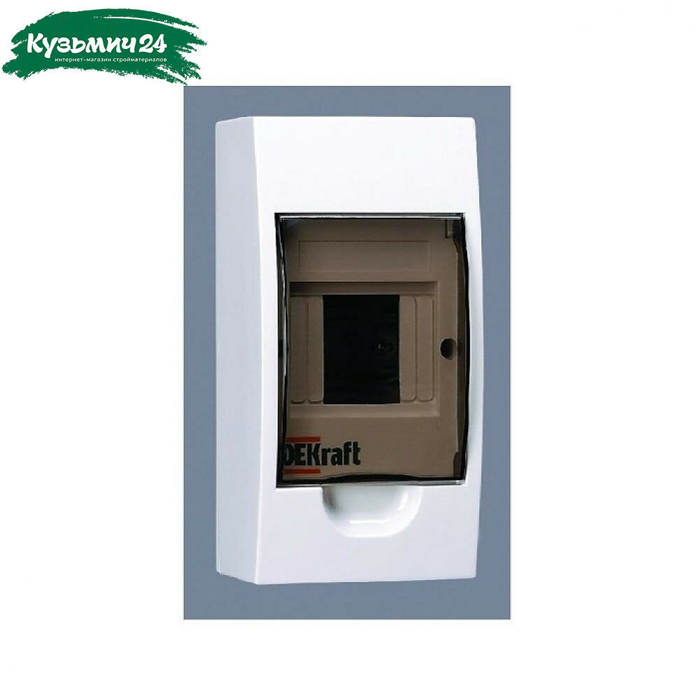 Бокс пластиковый DeKraft ЩРН-П-4, IP41, 4 модуля, навесной прозрачная дверца 31008DEK