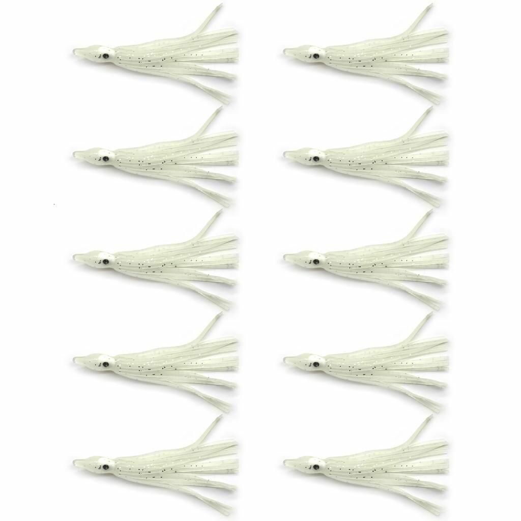 Мягкая приманка для кальмаров с несколькими усами длиной 10-9 см -натуральный светящийся кальмар