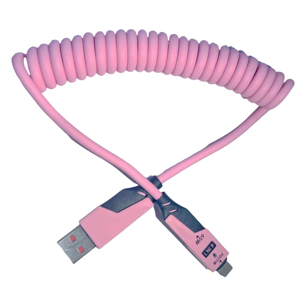 Пружинящий выдвижной кабель для зарядки "четыре в одном"-розовый