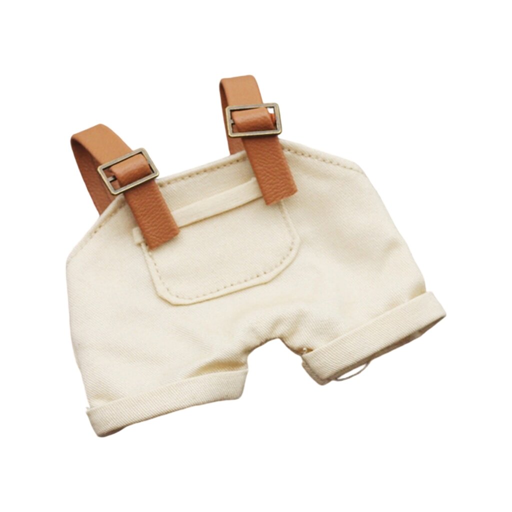 Комплект Джинсовых брюк На Подтяжках Для Куклы Из Тряпичной Ткани Длиной 17 СМ-Бежевый