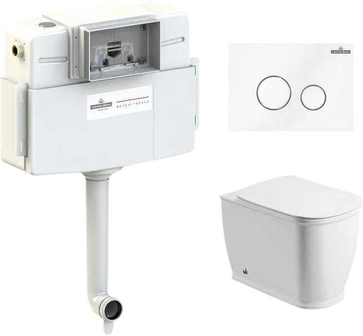 Комплект Lavinia Boho Унитаз приставной Bell Pro 33014040 / Крышка-сиденье Bell Pro 33290100 с микролифтом / Бачок скрытого монтажа RelFix 38020010, Кнопка RelFix 3805004W