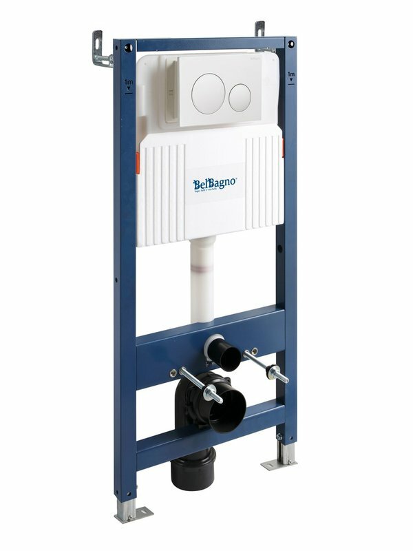 Инсталляция с кнопкой BelBagno BB-101-M-BC цвет белый, крепление к полу и стене, с шумоизоляцией