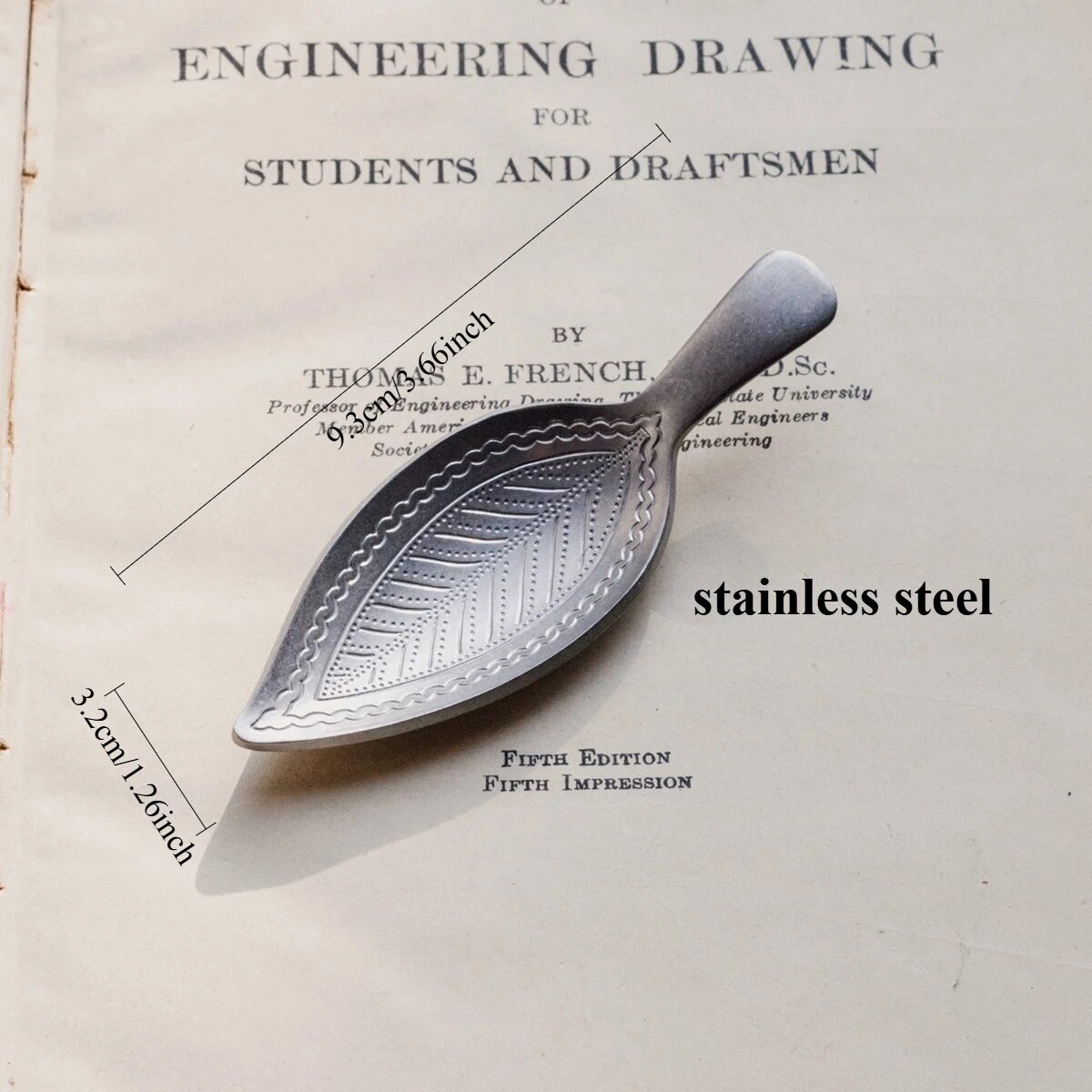 Медная чайная ложка stainless steel leaf