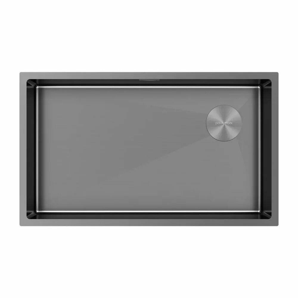 Мойка кухонная Paulmark Next-Skew PM887444-GM металлическая, 74x44, прямоугольная, мойка для кухни, под столешницу