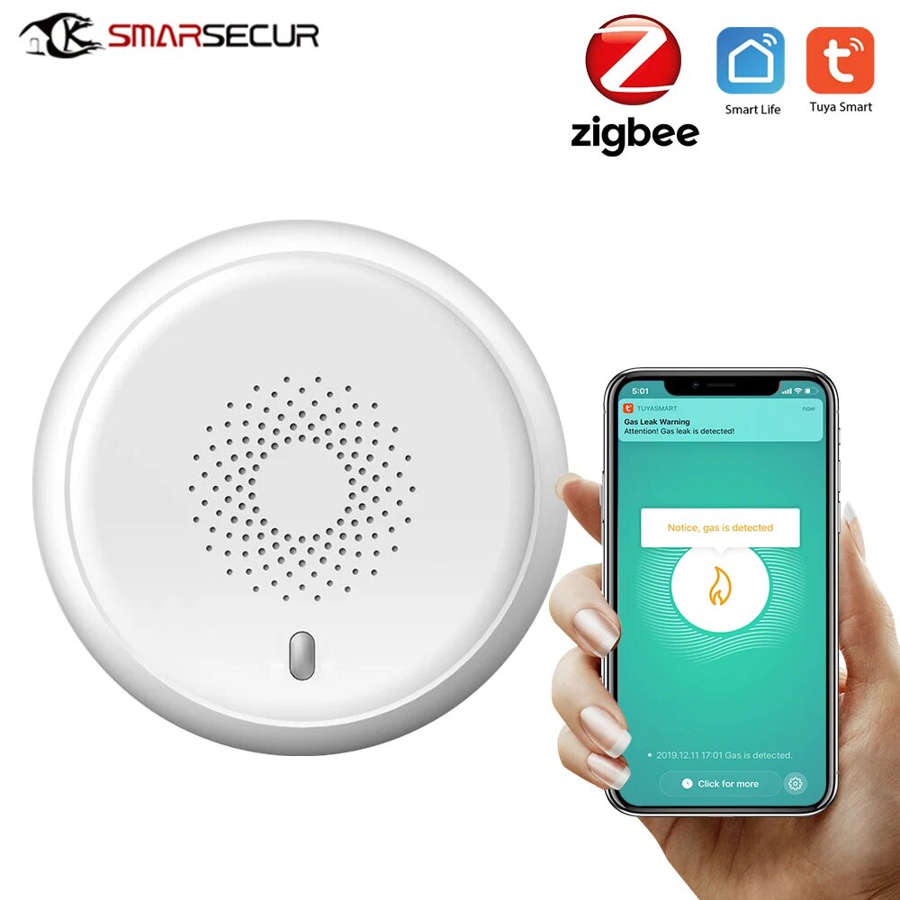 Детектор газа SMARSECUR Zigbee, детектор природной утечки горючего