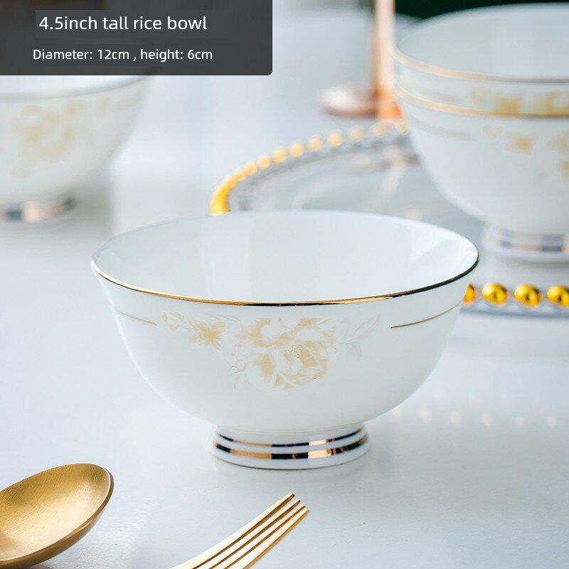 Набор посуды из Цзиндэчжэня: миска для риса, тарелка, суповая миска, новая китайская простая миска для лапши, набор