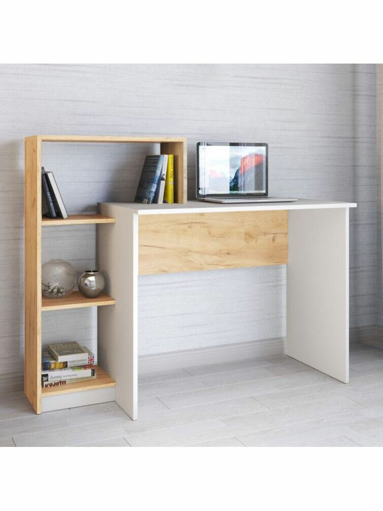 Стол компьютерный 1020х1250х500, белый, дуб крафт золотой, 1 шт.