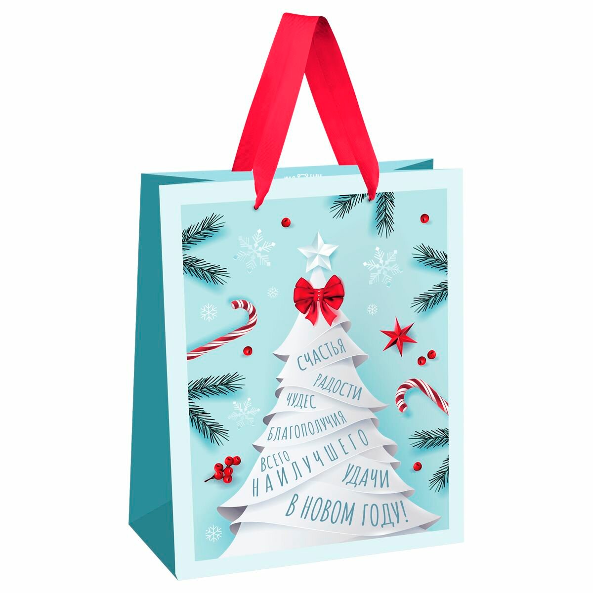 Пакет подарочный 26x32x12см MESHU "Christmas wish", матовая ламинация (MS_66165), 96 уп.