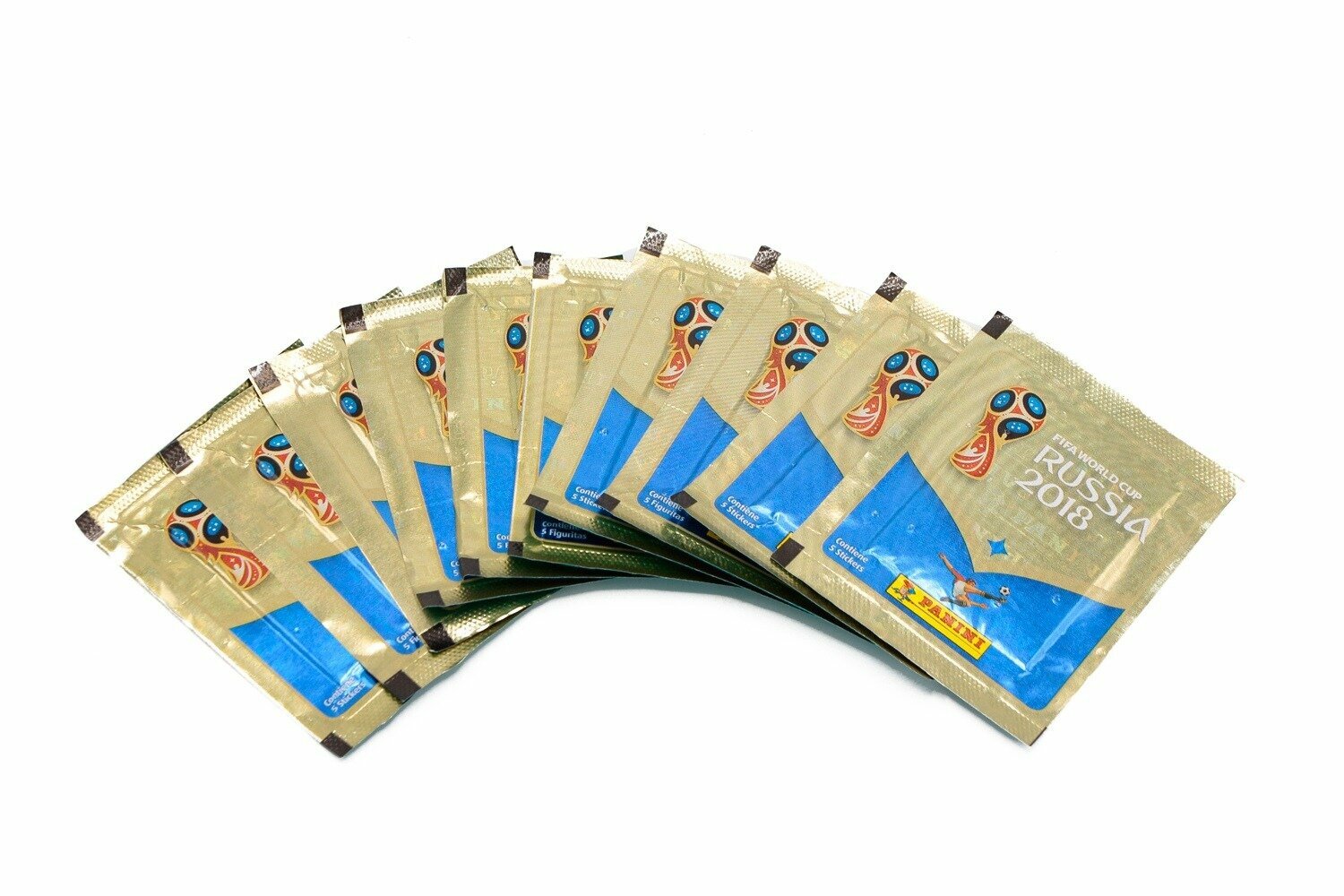Наклейки для коллекционирования Panini Чемпионат мира по футболу FIFA 2018 (версия на 670 наклеек), 10 пакетиков