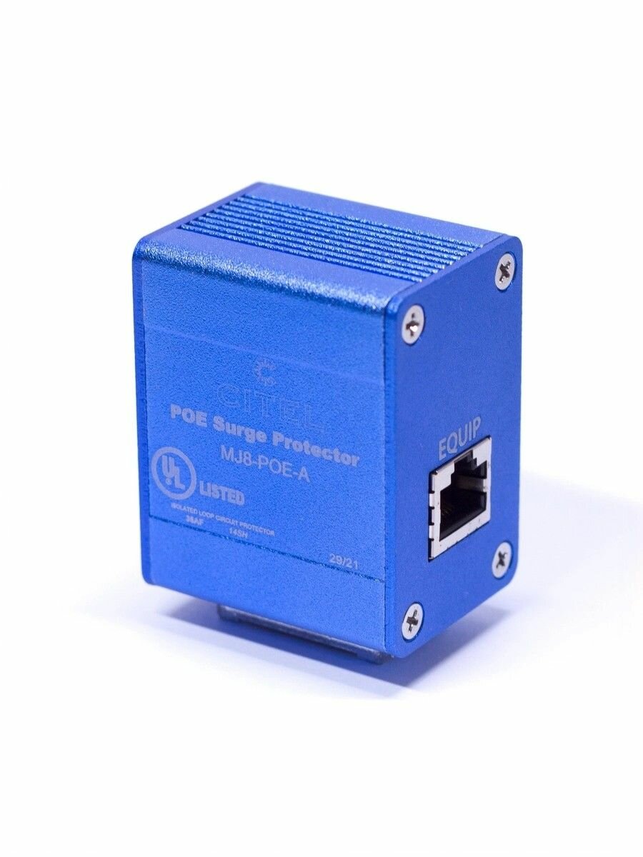 УЗИП CITEL MJ8-POE-A (581519), защита Ethernet-сетей с POE (коннектор RJ45), поддержка скоростей до 10Гбит, алюминиевый помехозащищающий корпус, двунаправленная защита