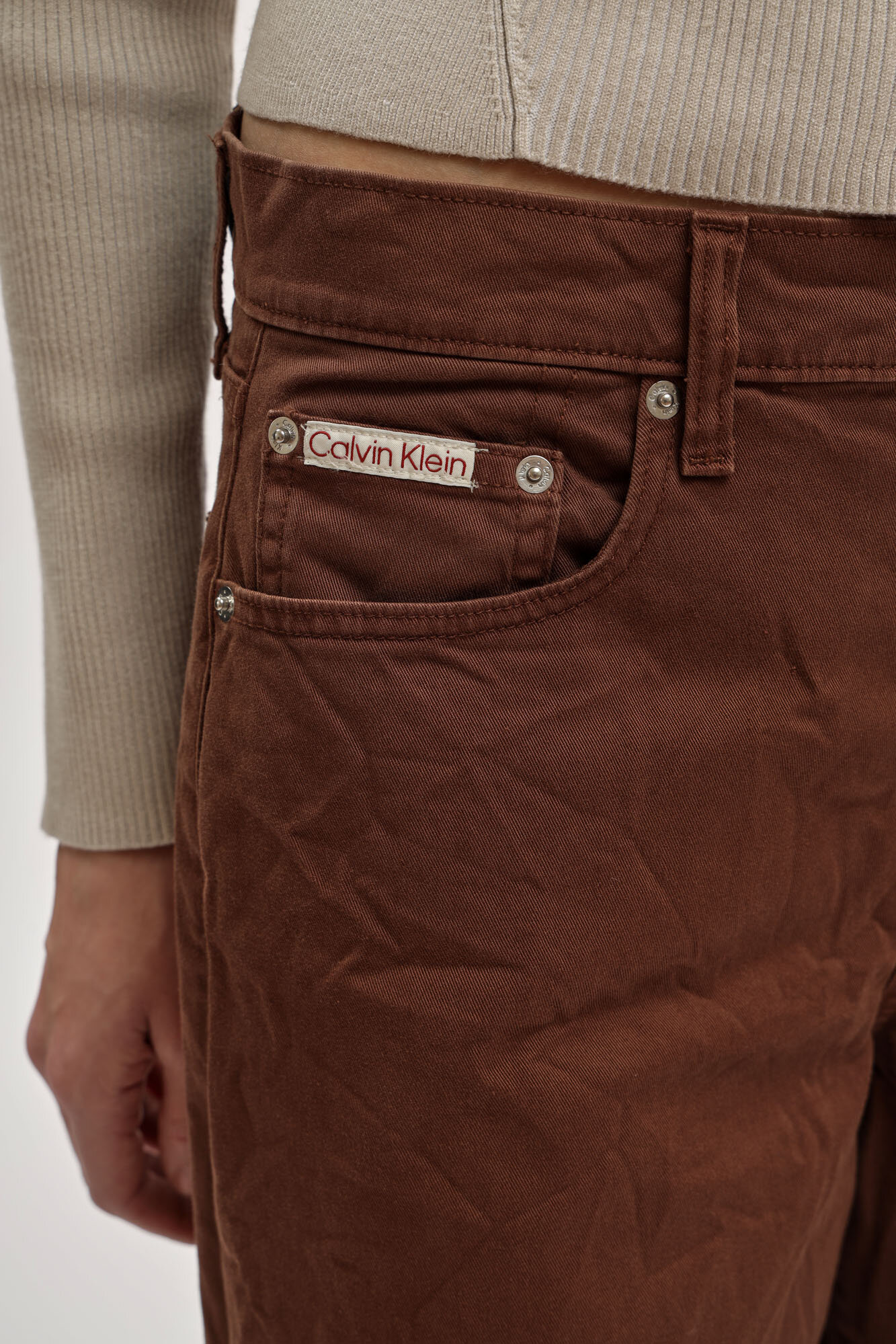 Брюки клеш Calvin Klein Jeans, размер 4, коричневый — фото 1