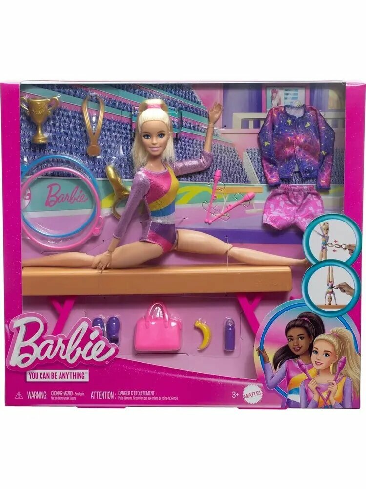 Игровой набор с куклой Барби Гимнастка barbie GJM72 HRG52