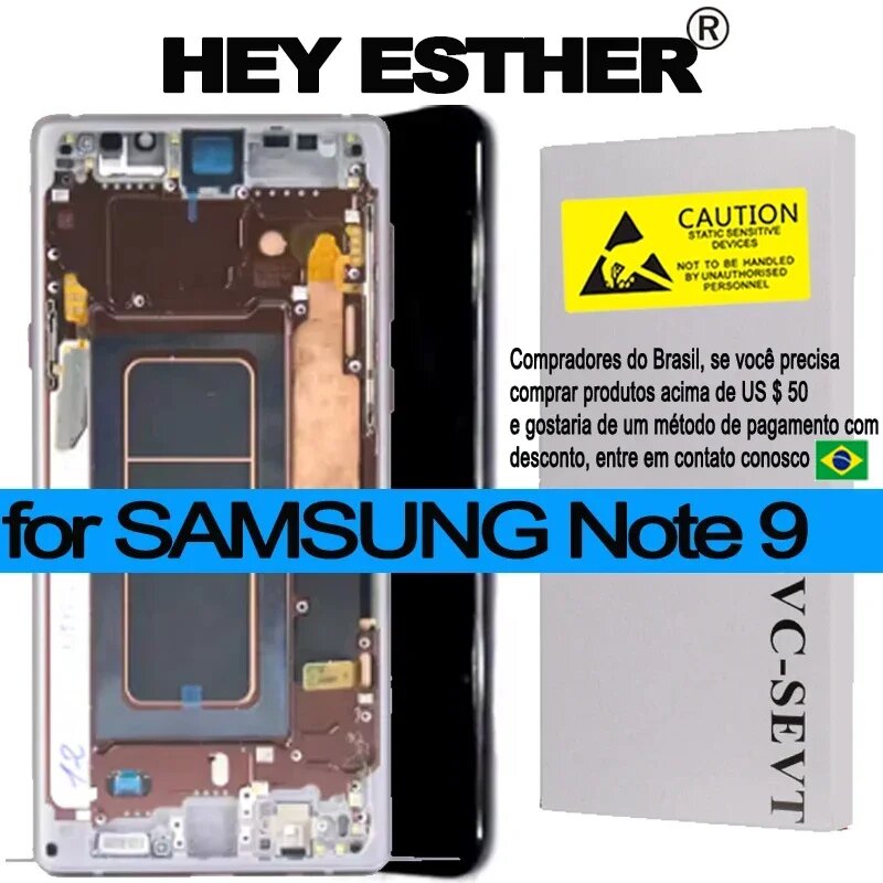 6,4-дюймовый Super AMOLED ЖК-дисплей, замена для SAMSUNG Note 9 Note9 N960 N960D N960F, детали для сборки дигитайзера сенсорного экрана Note9 Bronze Frame