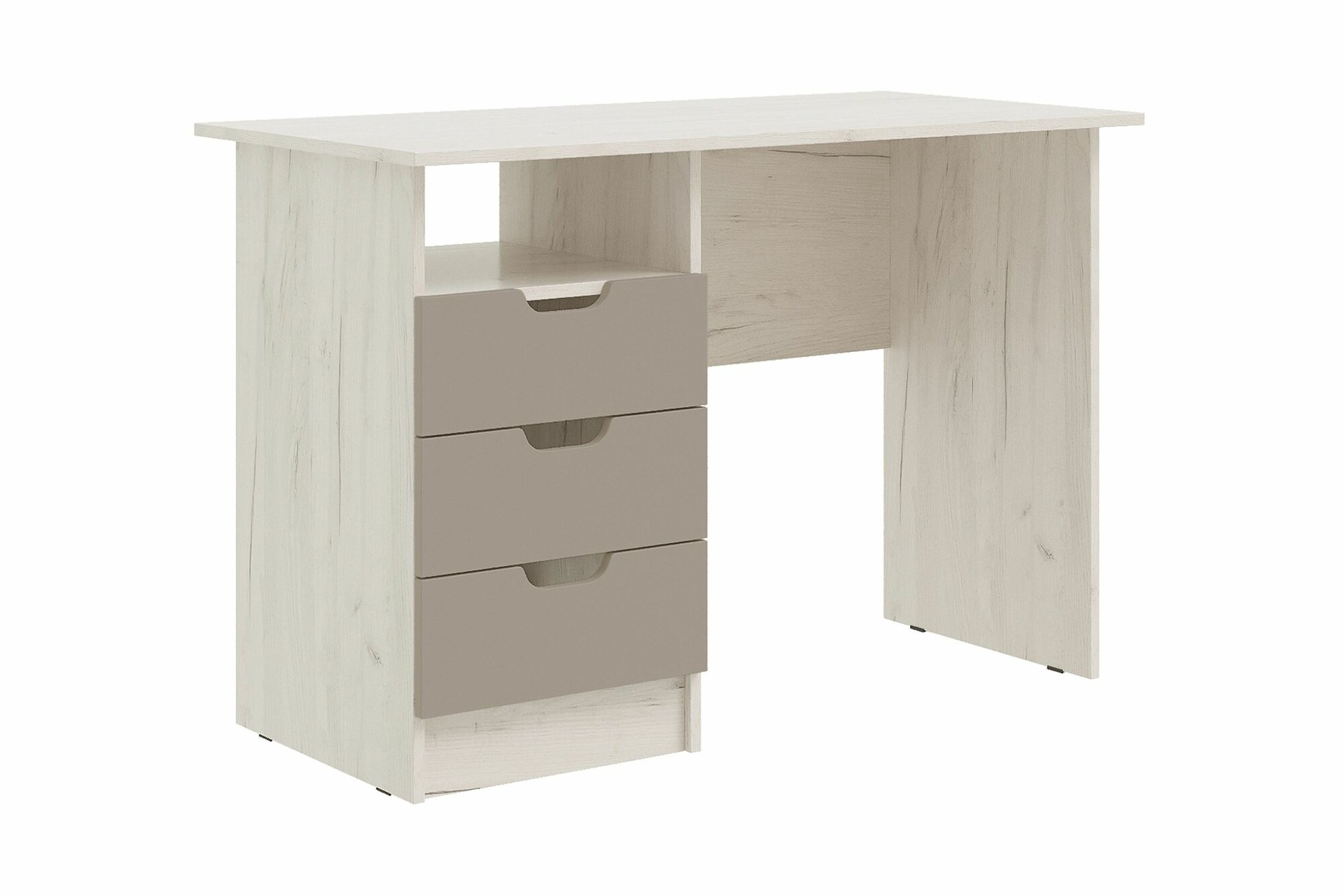 Юниор-4 Стол с ящиками (Шарли Мокко/Дуб Крафт Белый)
