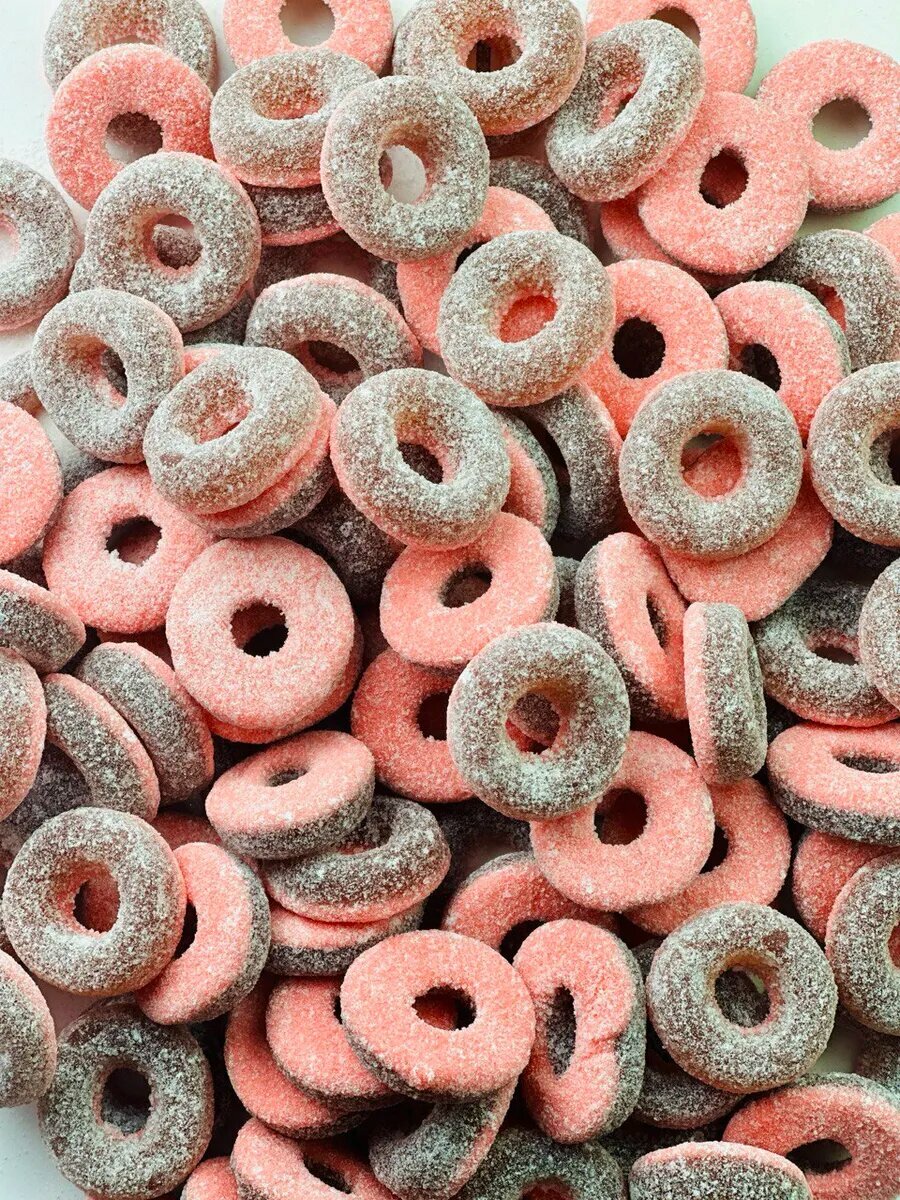 Мармелад жевательный кислый, китайские конфеты, цветные колечки 1кг