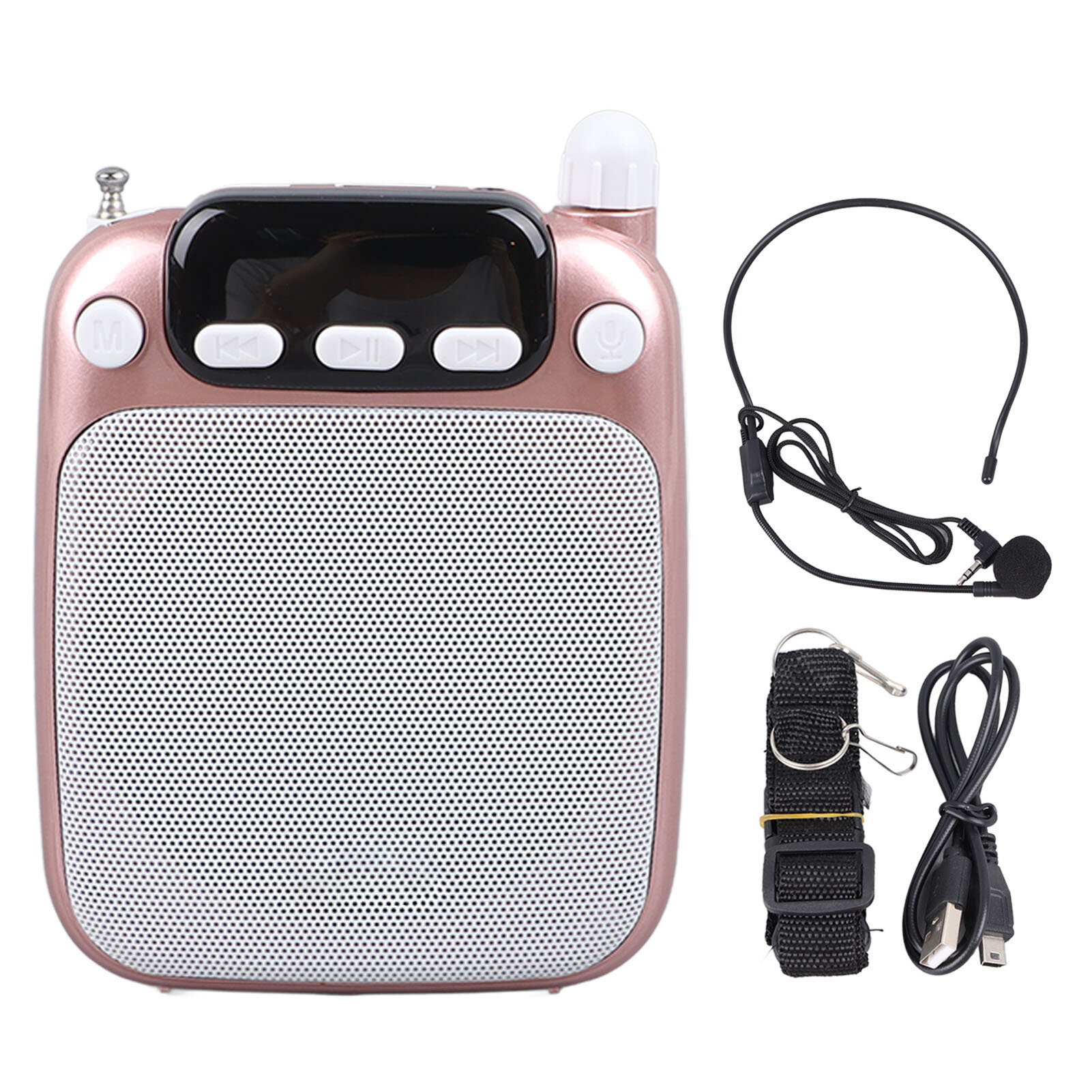 Портативный усилитель голосового усилителя -голосового усилителя Bluetooth с проводной микрофонной гарнитурой для гида учителя Розовое золото