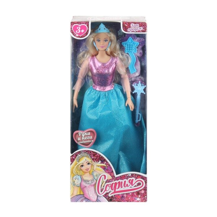 Кукла 29см София, руки и ноги сгиб, Принцесса, акс, кор
