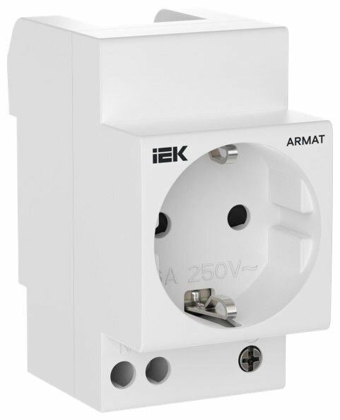 Розетка одинарная IEK на DIN-рейку 45 мм с заземлением с защитными шторками 16А, Armat