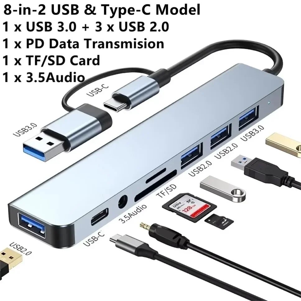 YIGETOHDE 8-в-1 USB-хаб