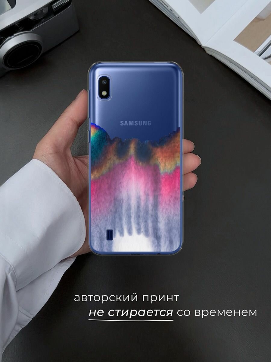 Чехол на Samsung Galaxy A10 / Самсунг Галакси А10 с принтом Акварельная абстракция, прозрачный — фото 1