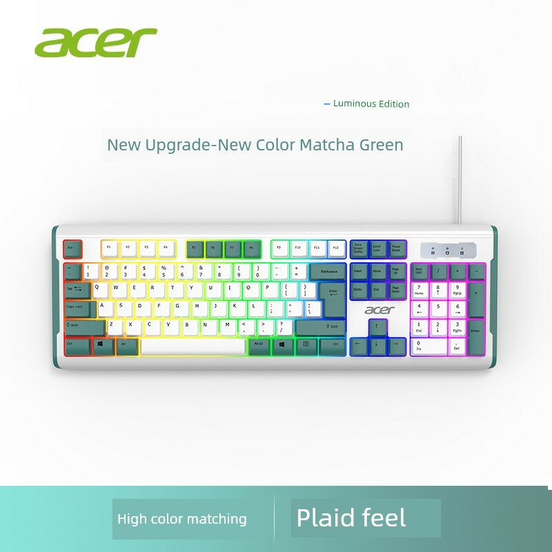 Бесшумный комплект клавиатуры и мыши Acer, проводной, с механическим ощущением, универсальный для настольных