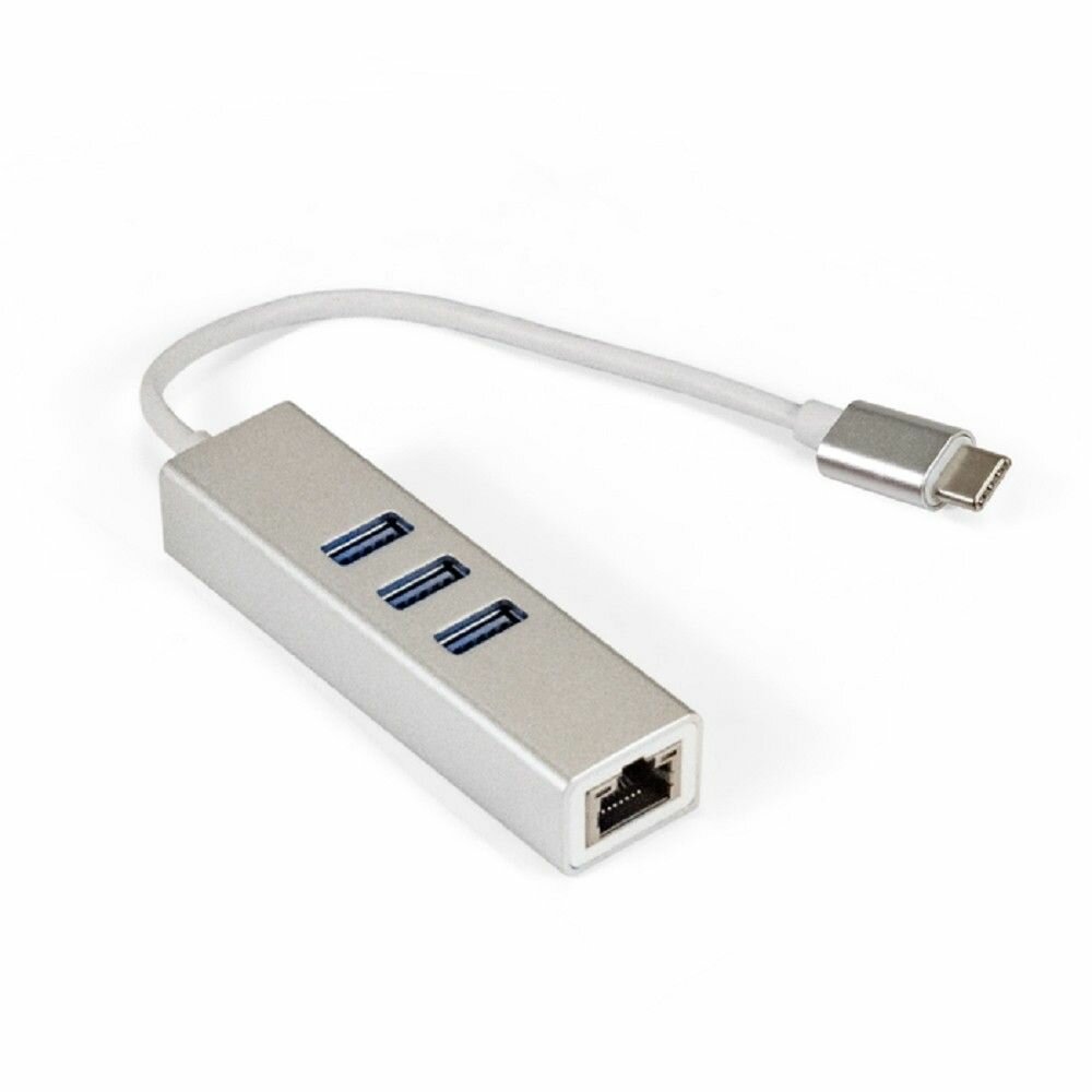 EXEGATE Кабель-переходник EX294188RUS, EXE - 77C - 45 USB3.0 Type C - - > 3xUSB3.0 + 1xRJ45 UTP 1000Mbps RLT8153